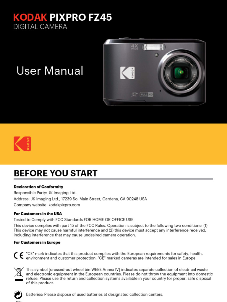 Kodak FZ45 User Manual | PDF | Digital Camera Modes | Exposure ...