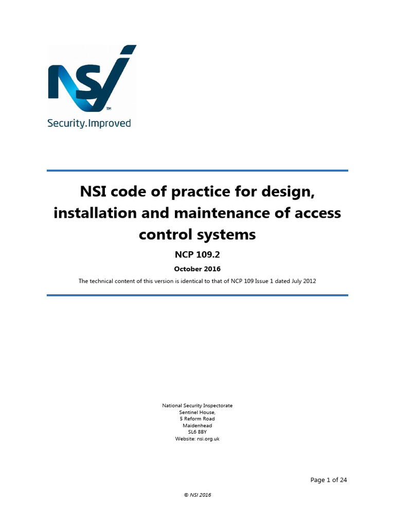 NCP 109.2: Access Control Systems Guide | PDF | Access Control | Radio ...