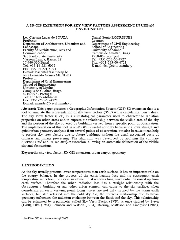A 3D GIS Extension For SVF Assessment in Urban Environment | PDF ...