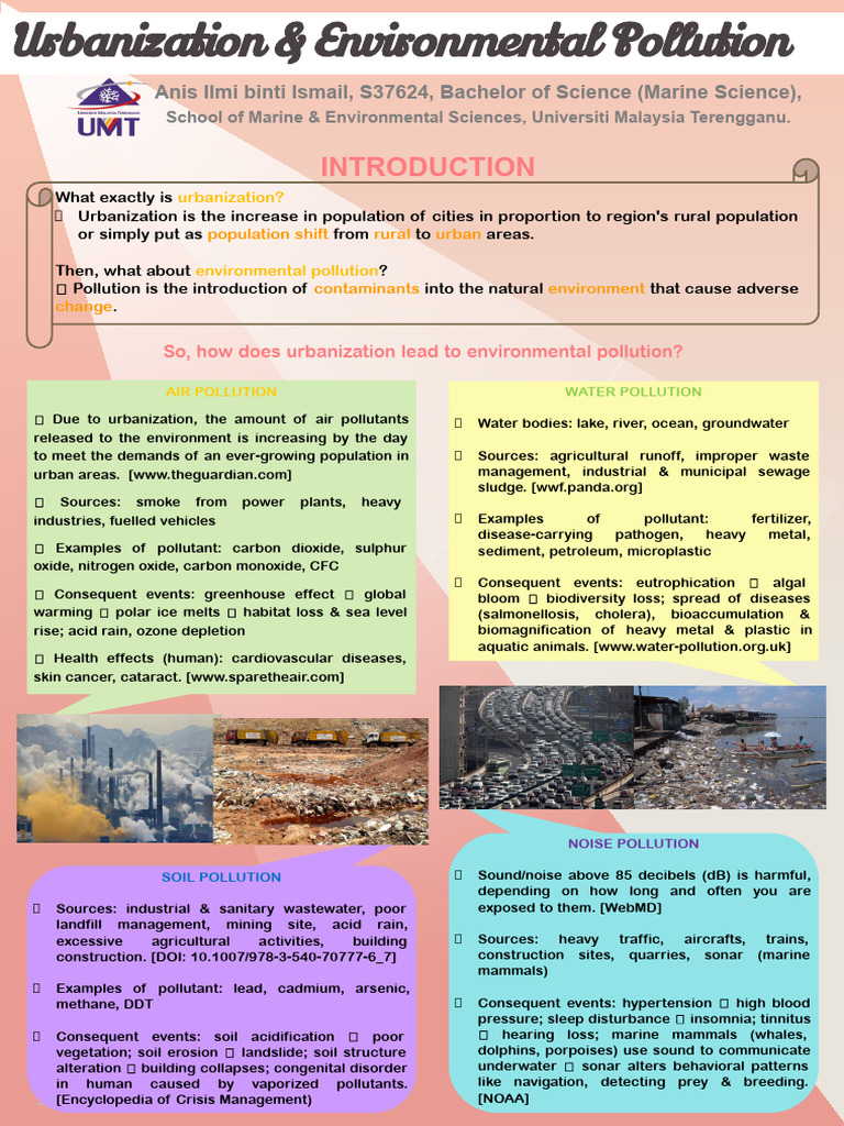 Urbanisation & Environmental Pollution Poster | PDF | Water Pollution ...