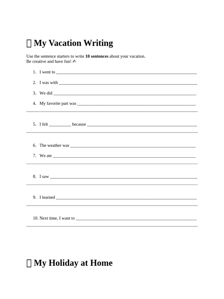 Vacation Writing Prompts | PDF