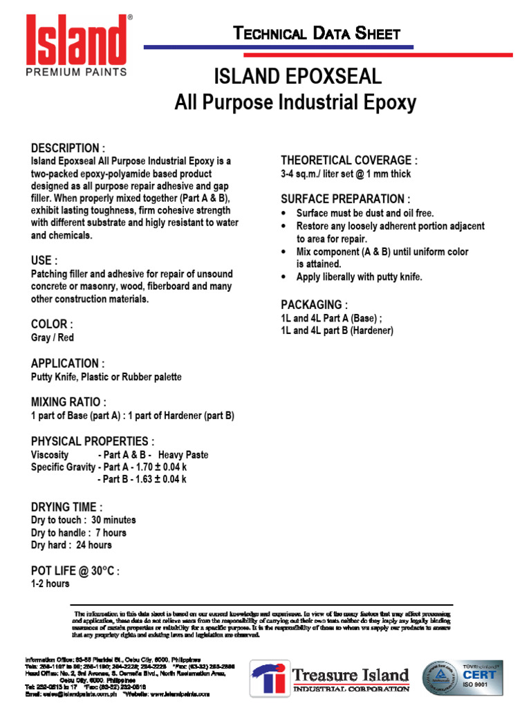 Island Epoxseal Industrial Adhesive | PDF