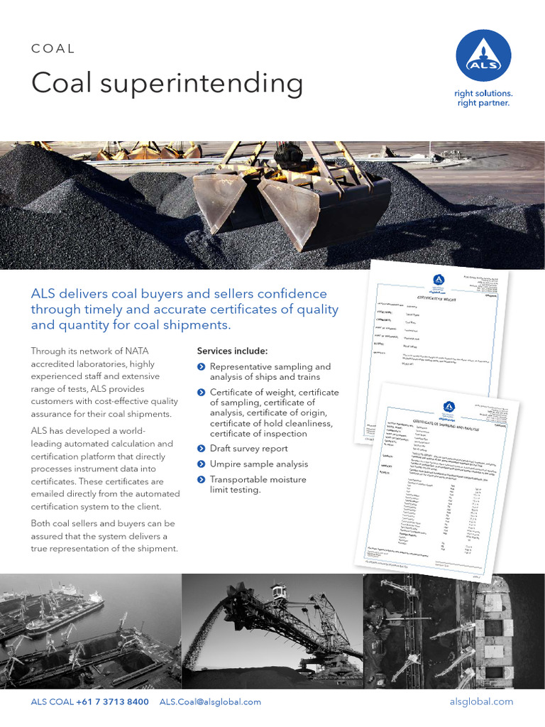 Coal Quality Assurance Certificates by ALS | PDF