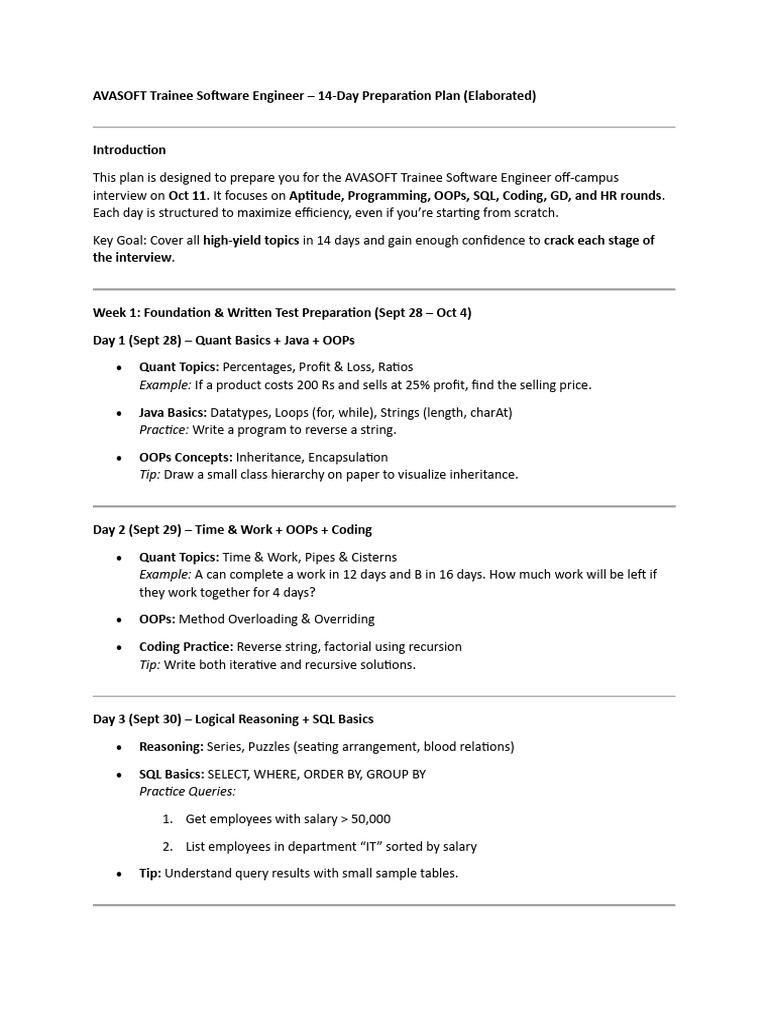 AVASOFT Trainee Software Engineer | PDF | Sql | Computer Programming