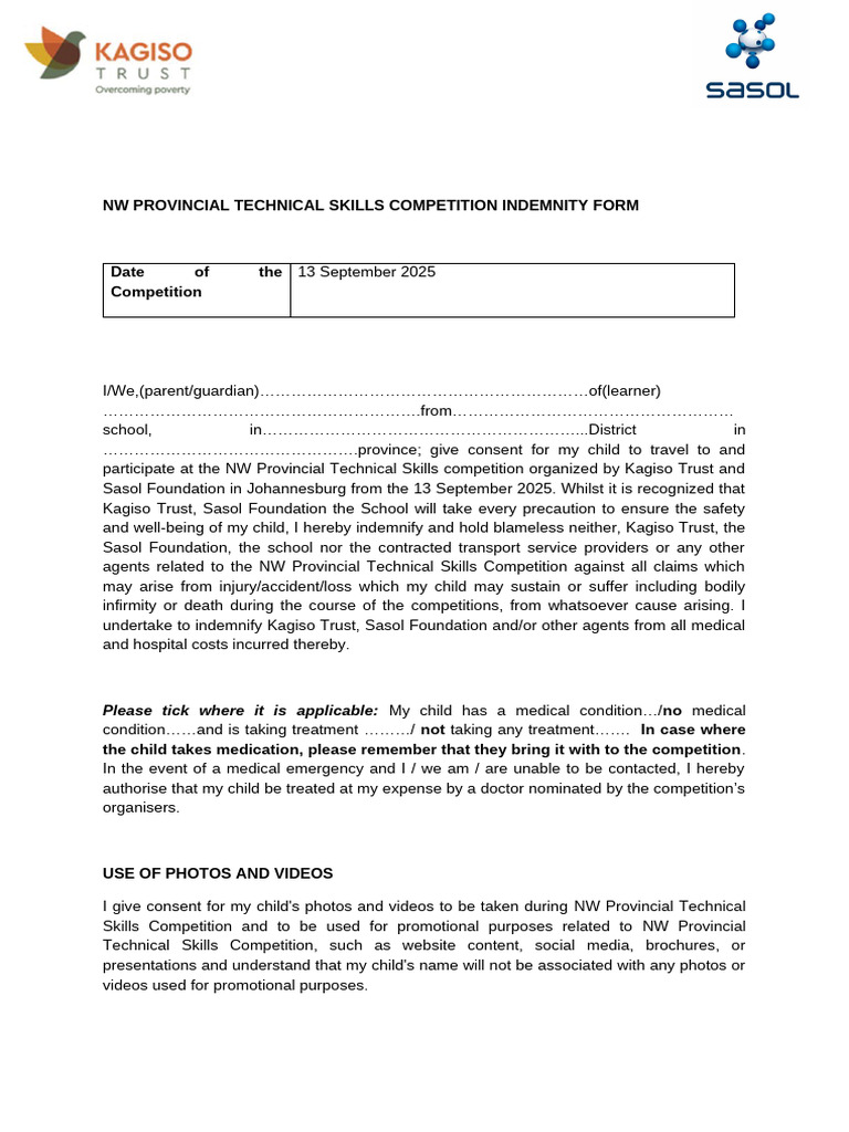 Learner NW Indemnity Form Kasa NTSC 2025 | PDF | Indemnity