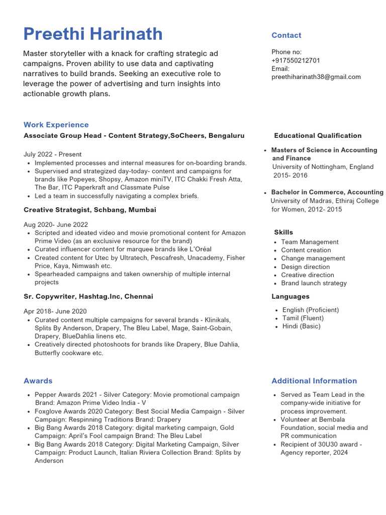 Naukri PreethiHarinath (7y 0m) | PDF | Brand | Business Economics