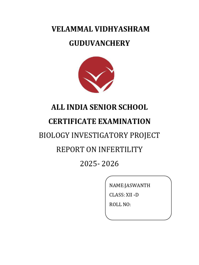Biology Investigatory Project | PDF | Infertility | Assisted Reproductive Technology