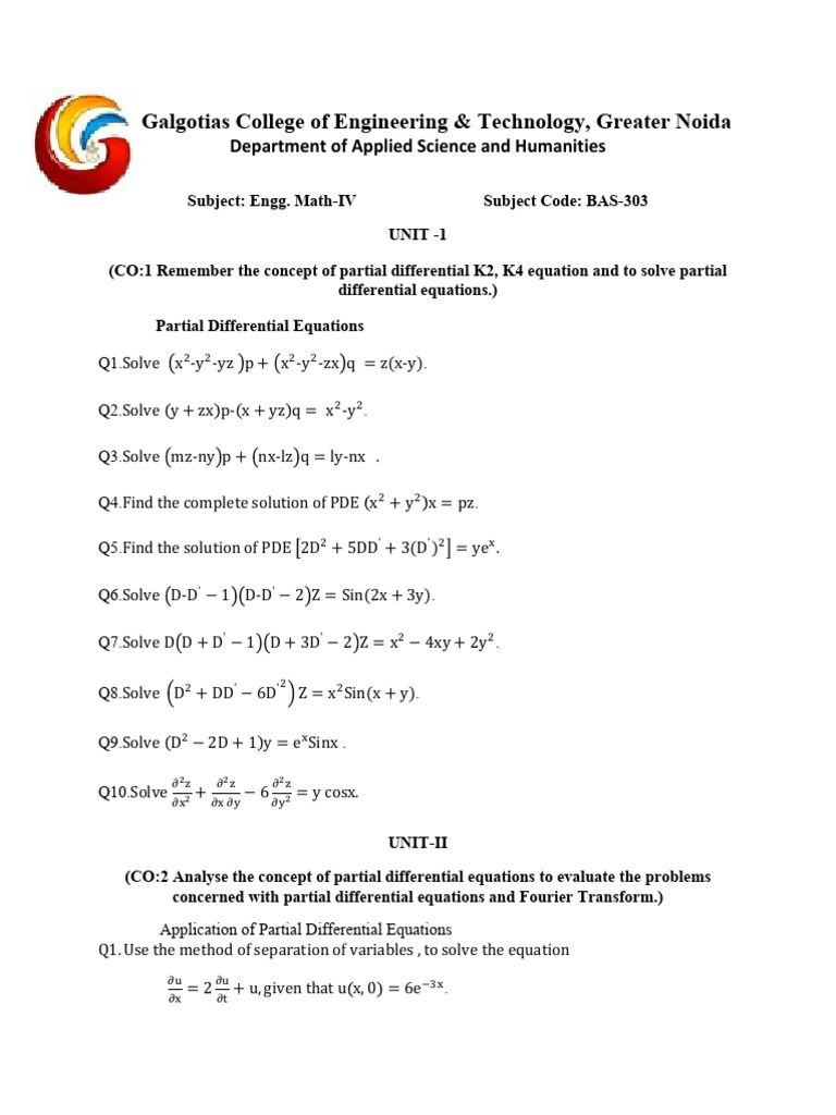 Partial Differential Equations & Statistics Guide | PDF | Variance ...