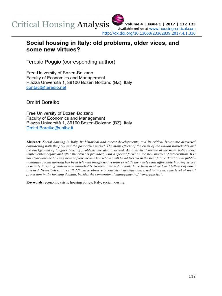 Social Housing Challenges in Italy | PDF | Public Housing | Poverty