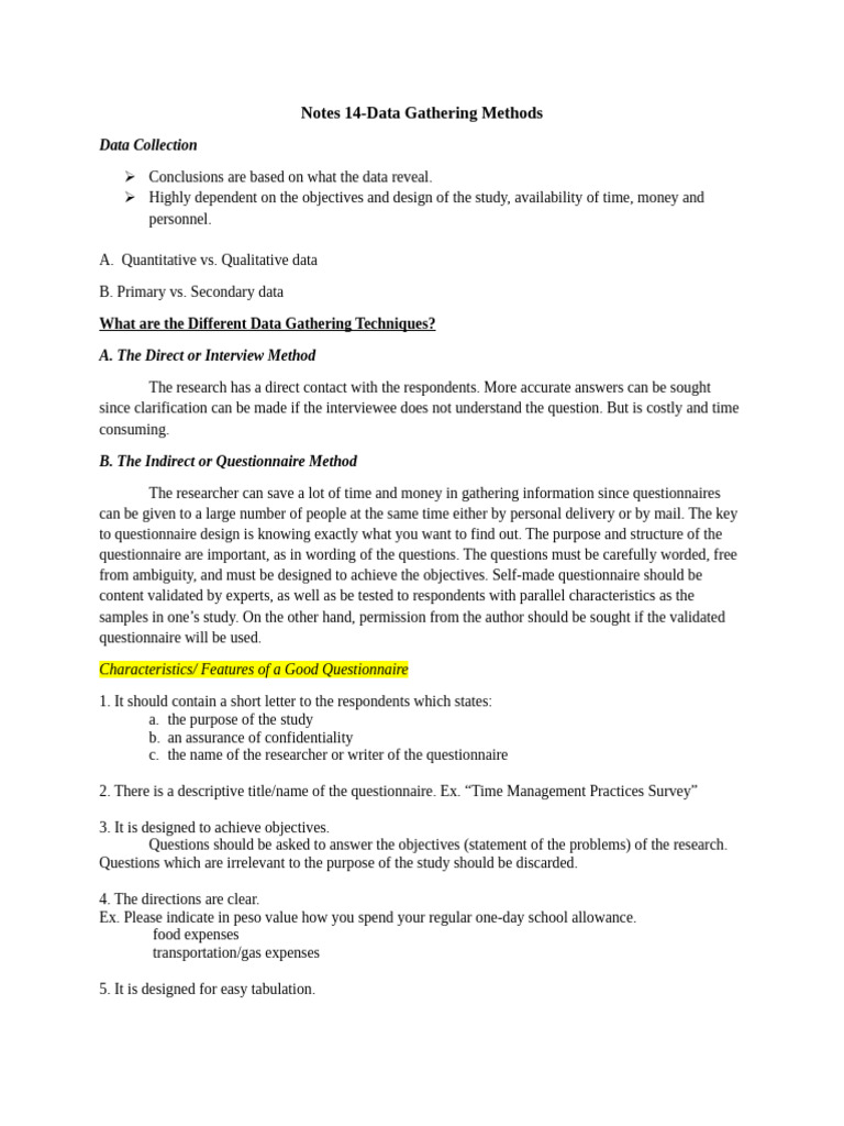 Data Gathering Techniques Overview | PDF | Questionnaire | Evaluation ...