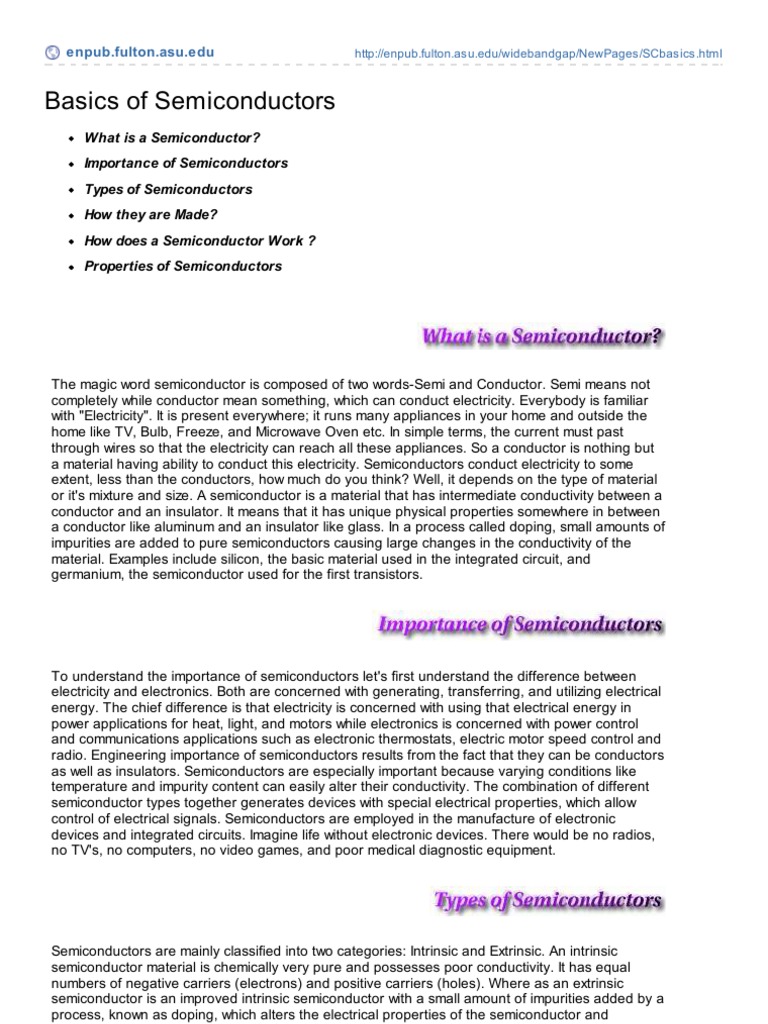 Semiconductor Basics Explained | PDF | Semiconductors | Doping (Semiconductor)
