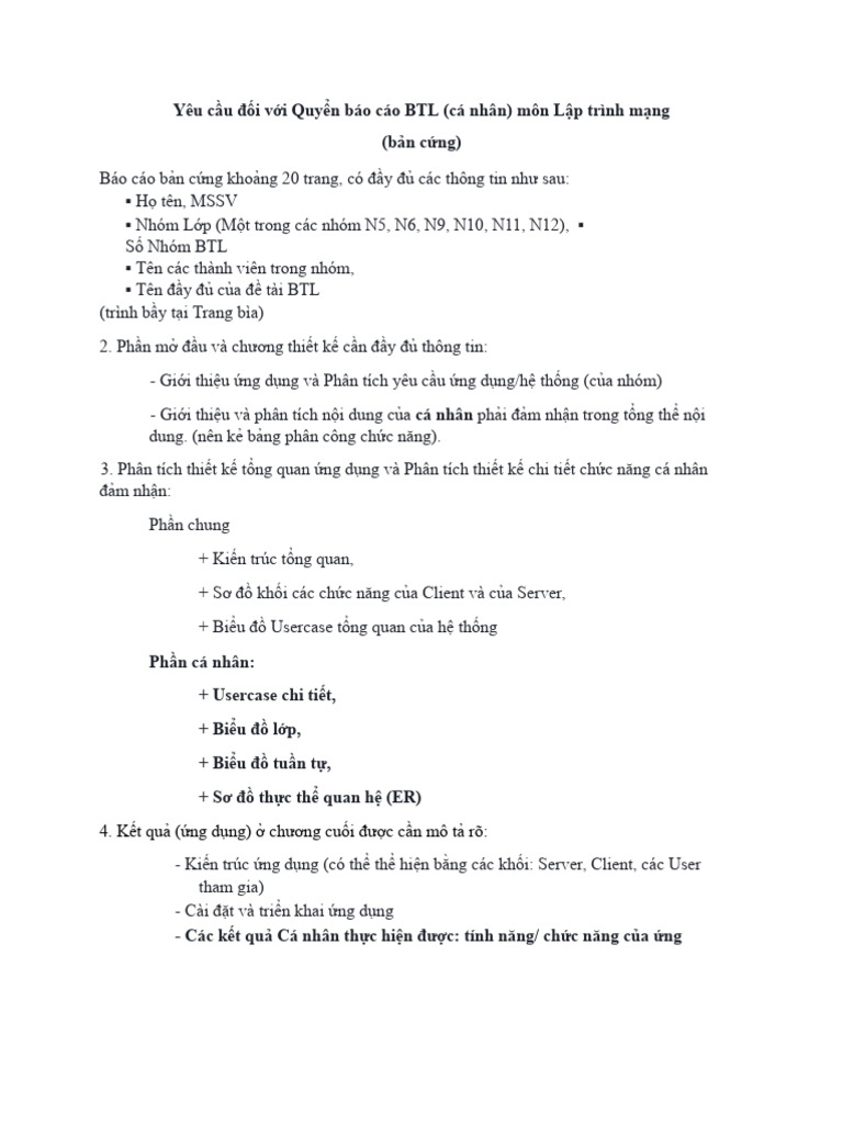 Yeu Cau BTL LTM 2025 CQ | PDF