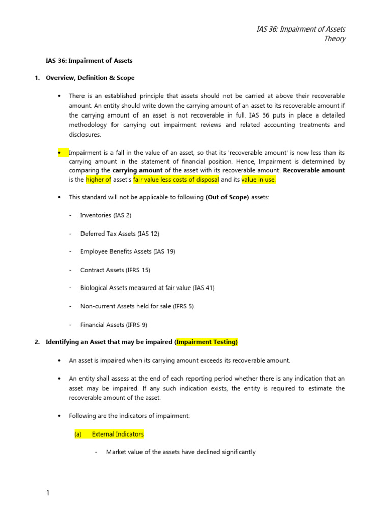 Theory IAS 36 | PDF | International Financial Reporting Standards ...