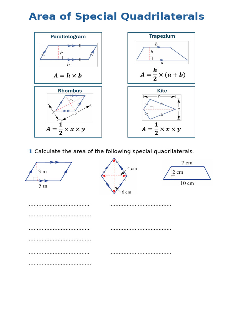 Area of Special Quadrilaterals - Differentiated | PDF