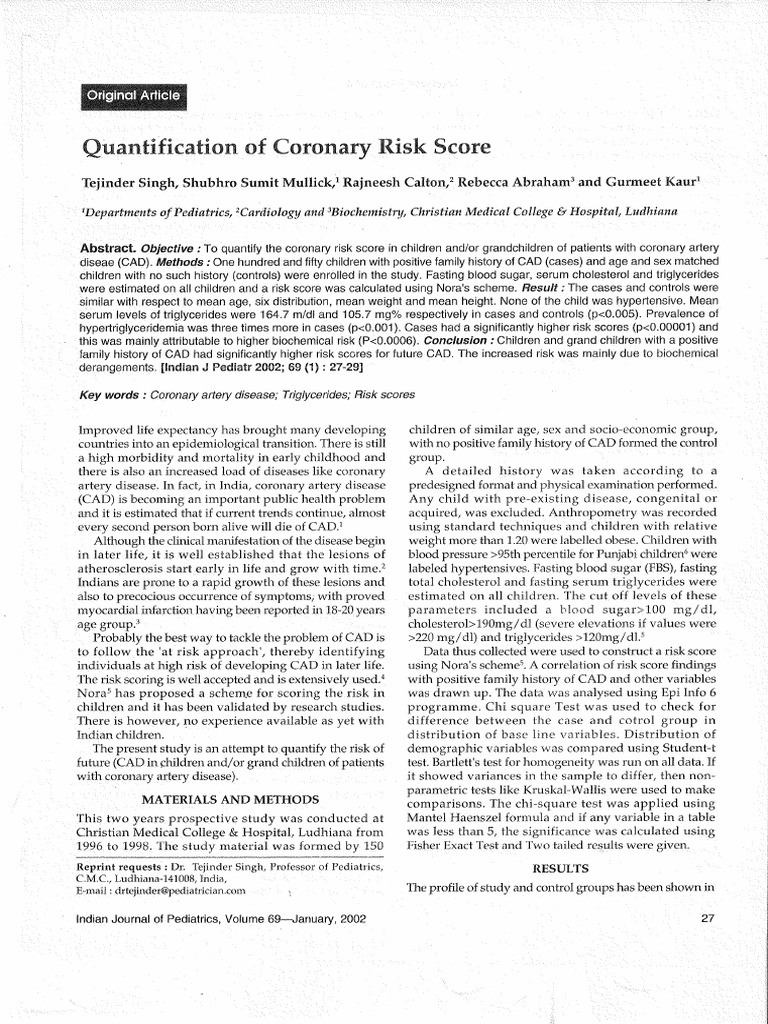 Coronary Risk Scores_IJP | PDF