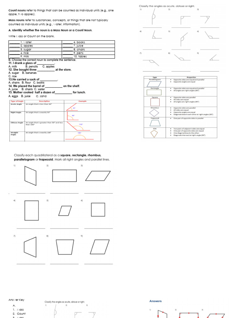 Grade 4 English Math WS July 23 | PDF