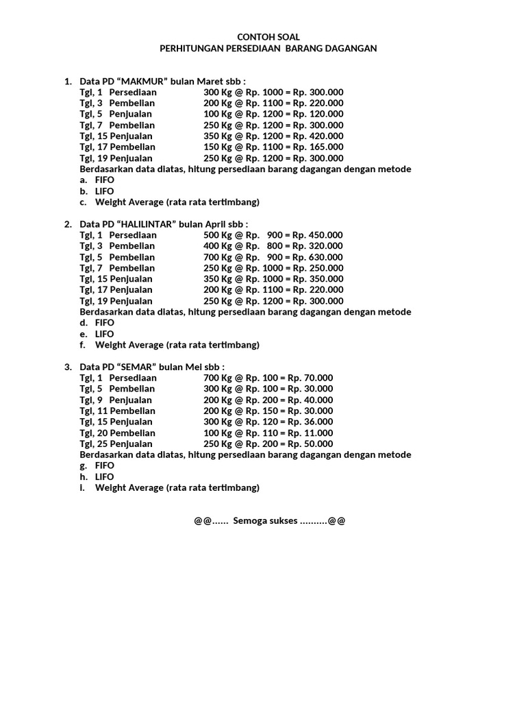 Metode Perhitungan Persediaan Barang | PDF