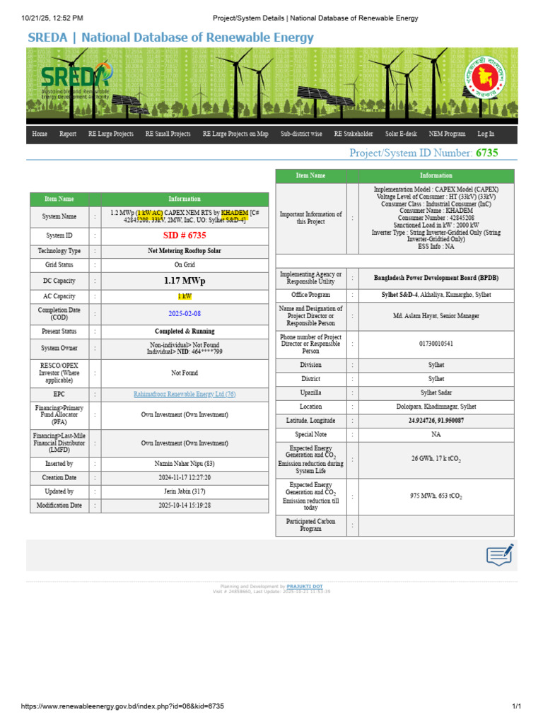 Project - System Details - Khadim Ceremics | PDF | Renewable Resources | Electric Power