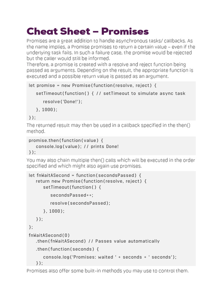 05 Promises Cheat Sheet | PDF