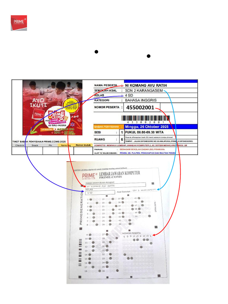 Petunjuk Pengisian LJK Prime - Coms 2025 | PDF