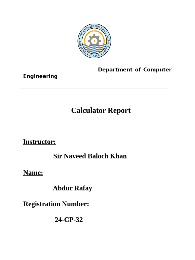 Computer Engineering Calculator Report | PDF