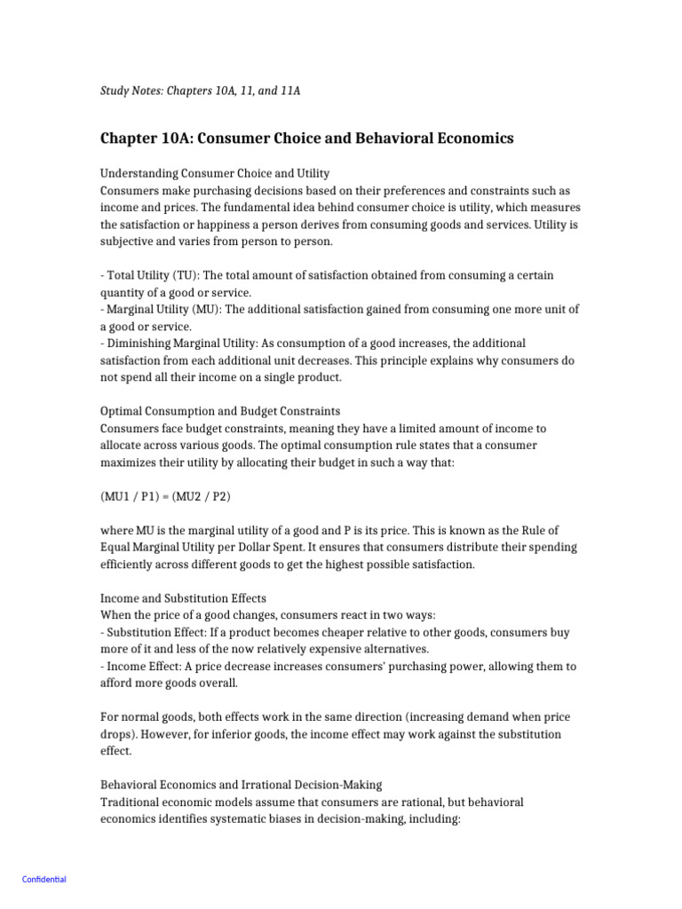 Consumer Choice and Production Economics | PDF | Utility | Marginal Cost
