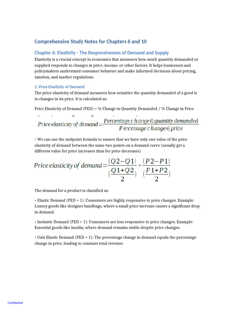 Econ Study Notes Ch6 Ch10 | PDF | Demand | Price Elasticity Of Demand