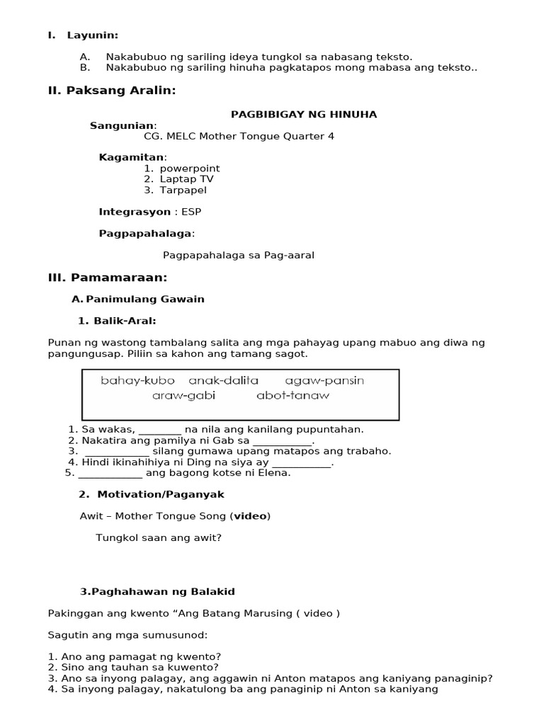 DLP Q4 Filipino3 | PDF