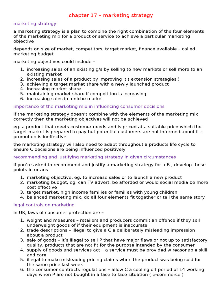 Chapter 17 - Marketing Stratergy | PDF | Franchising | Marketing