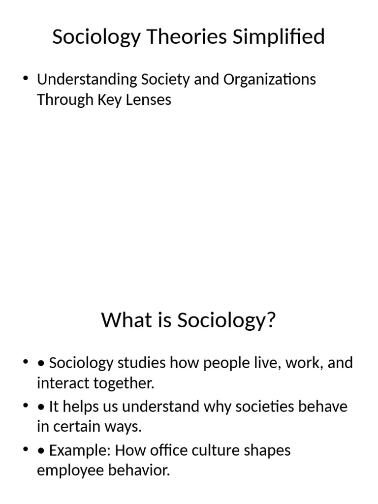 Simplified Sociology Theories Overview | PDF | Society | Sociology