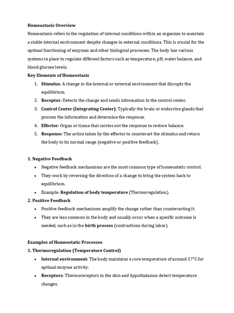 Homeostasis: Key Mechanisms Explained | PDF | Homeostasis | Physiology