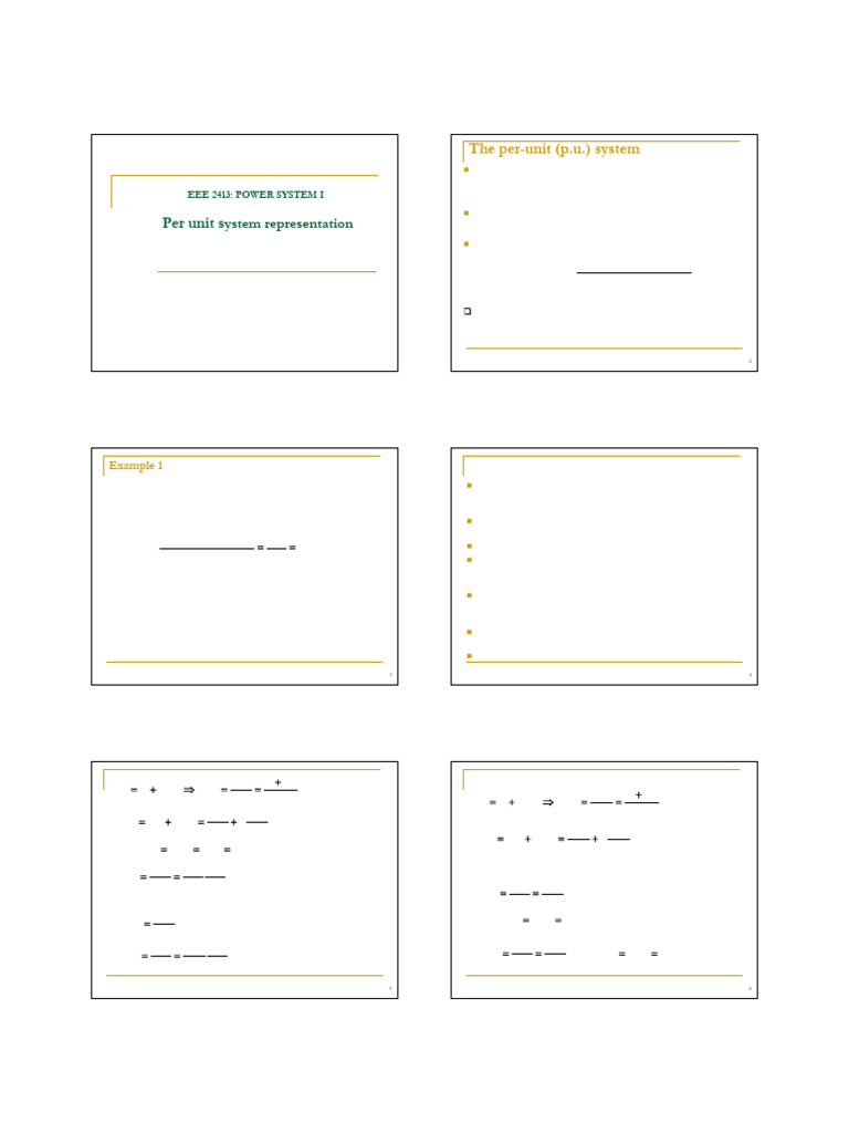 Per Unit System Representation | PDF | Power Engineering | Physical Quantities