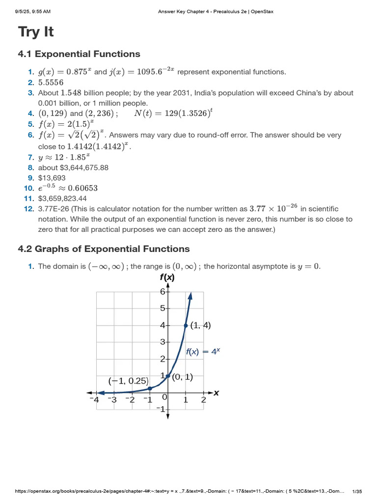 Answer Key Chapter 4 - Precalculus 2e - OpenStax | PDF | Logarithm ...