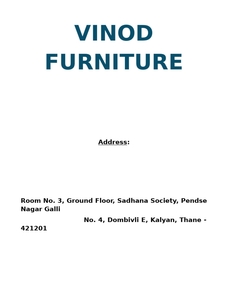 Vinod Furniture Board | PDF