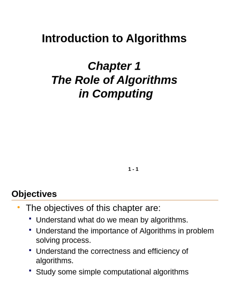1-Introduction Part II The Role of Algorithms in Computing | PDF | Algorithms | Input/Output