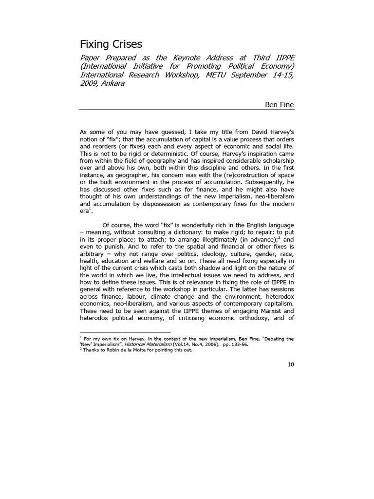Fine Fixing Crises Spectrum Vol 2 No 3 2010 | PDF | Neoliberalism ...