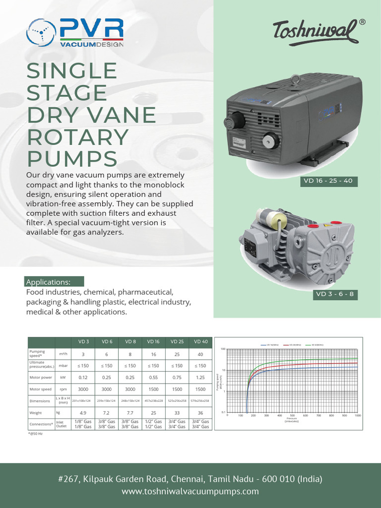Compact Dry Vane Rotary Pumps | PDF | Pump | Energy Technology