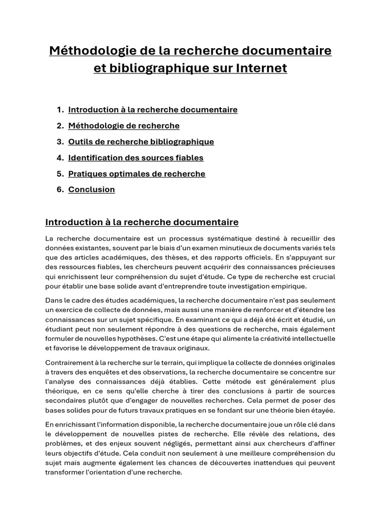 Méthodologie de recherche documentaire en ligne | PDF | Recherche d ...
