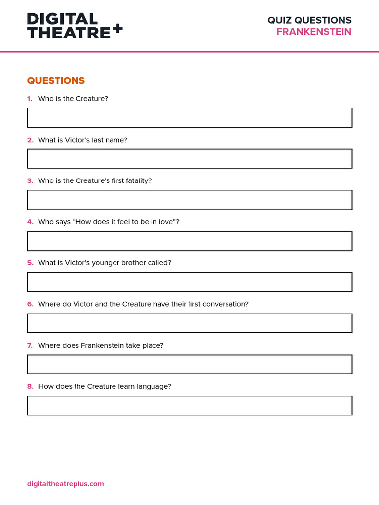 Frankenstein Quiz Questions & Answers | PDF
