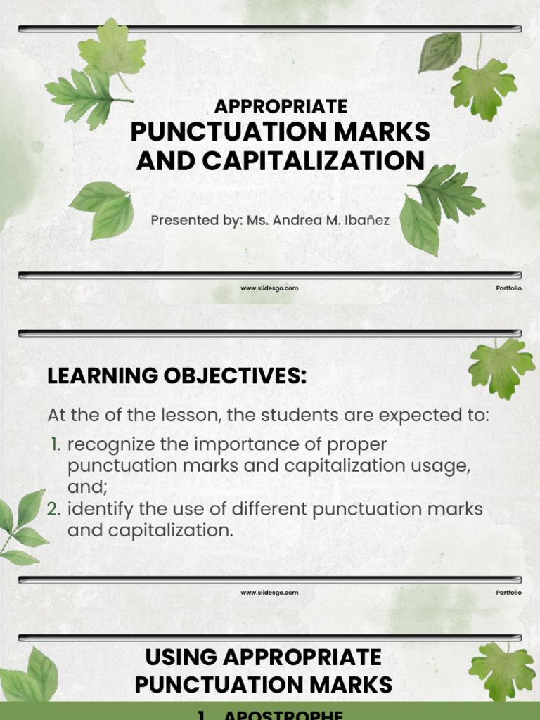 Appropriate Punctuation Marks and Capitalization | PDF | Comma ...