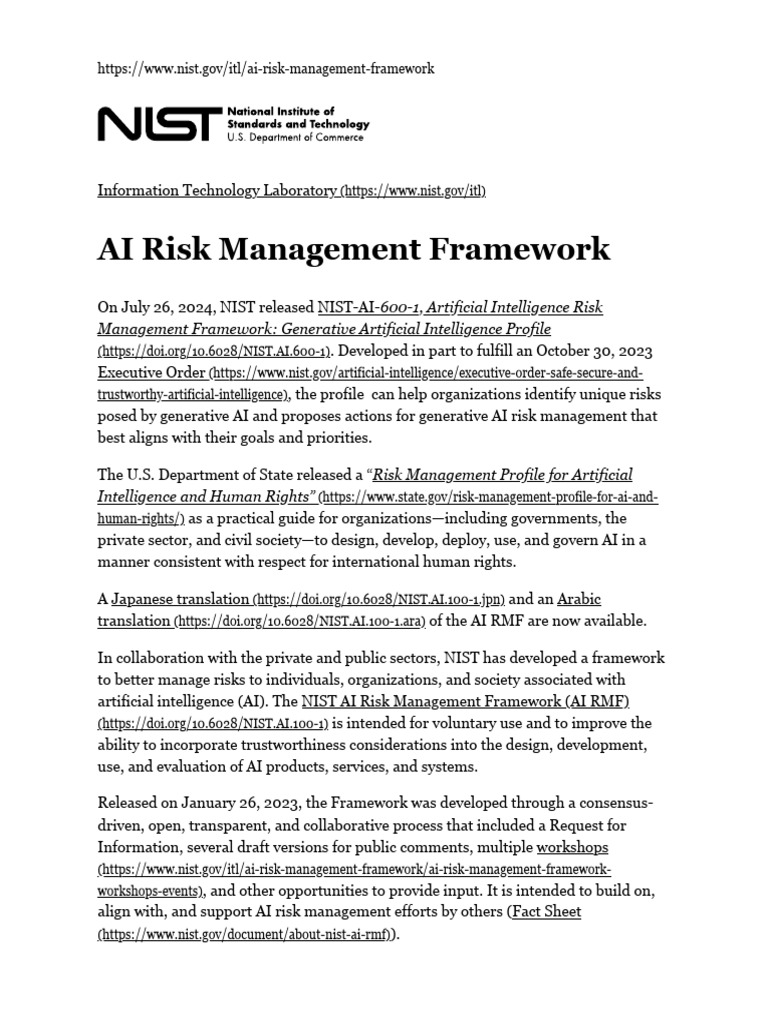 NIST WWW Nist Gov Itl Ai-Risk-Management-Framework | PDF | Artificial ...