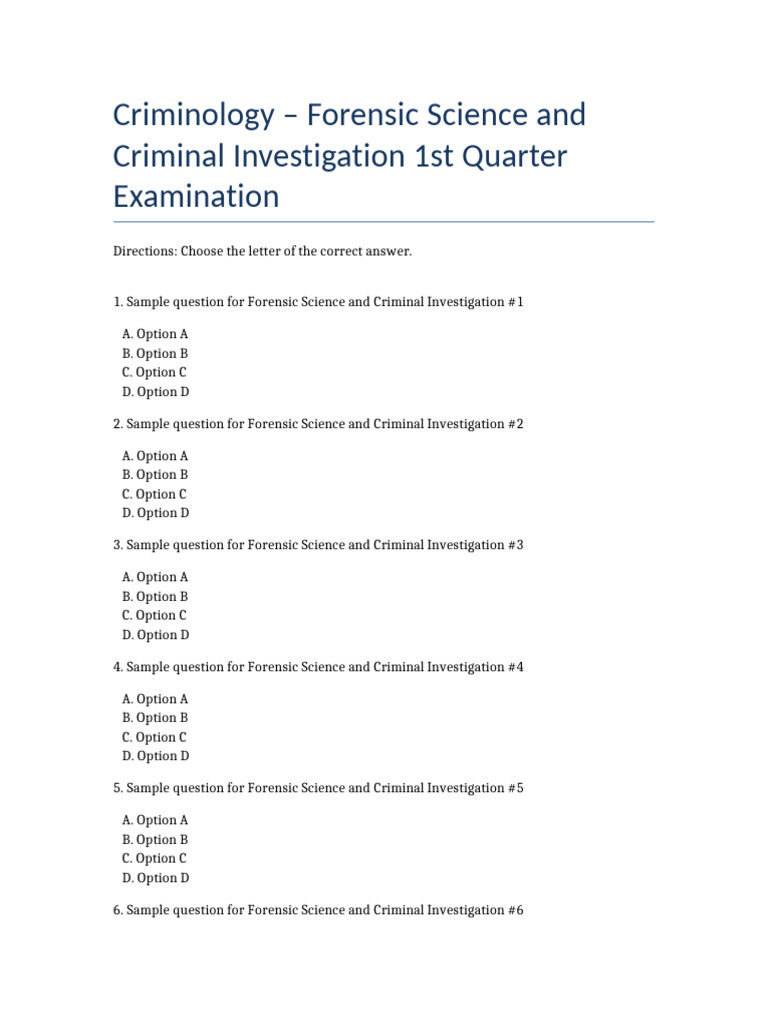 Criminology - Forensic Science and Criminal Investigation - 1stquarter ...