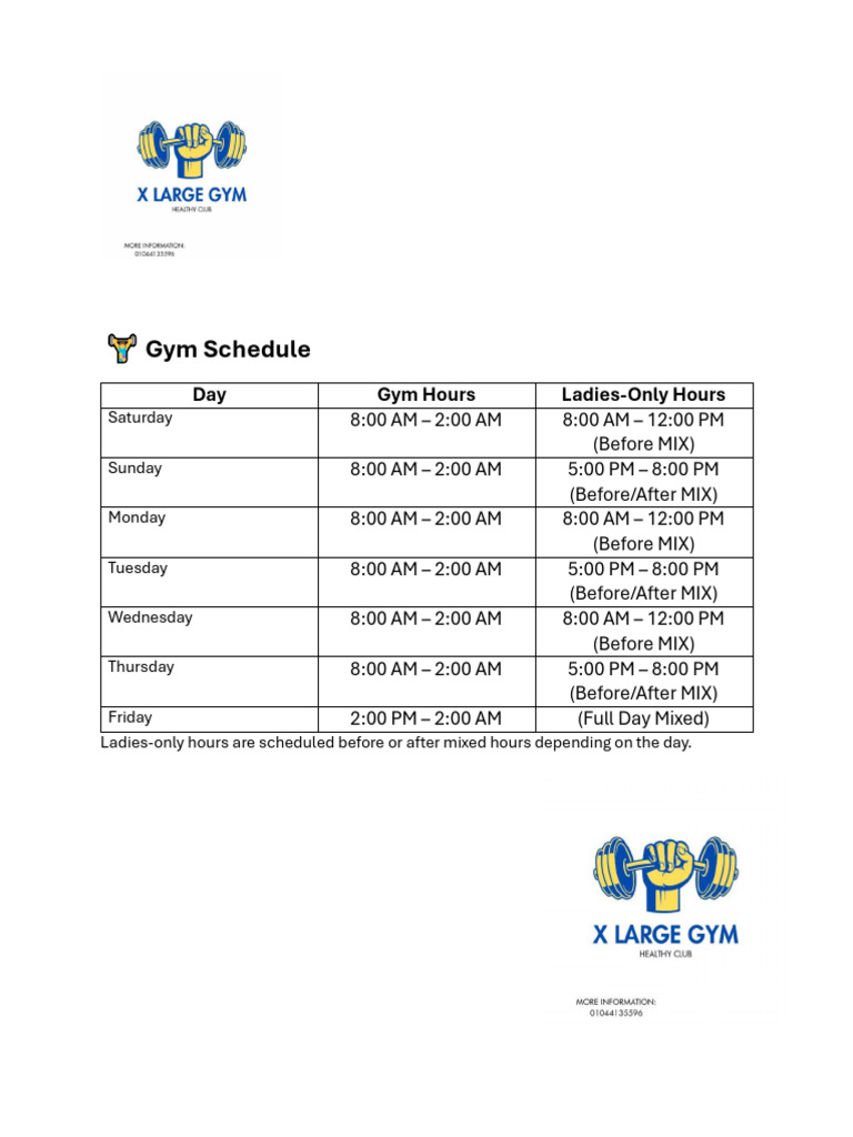? Gym Schedule | PDF