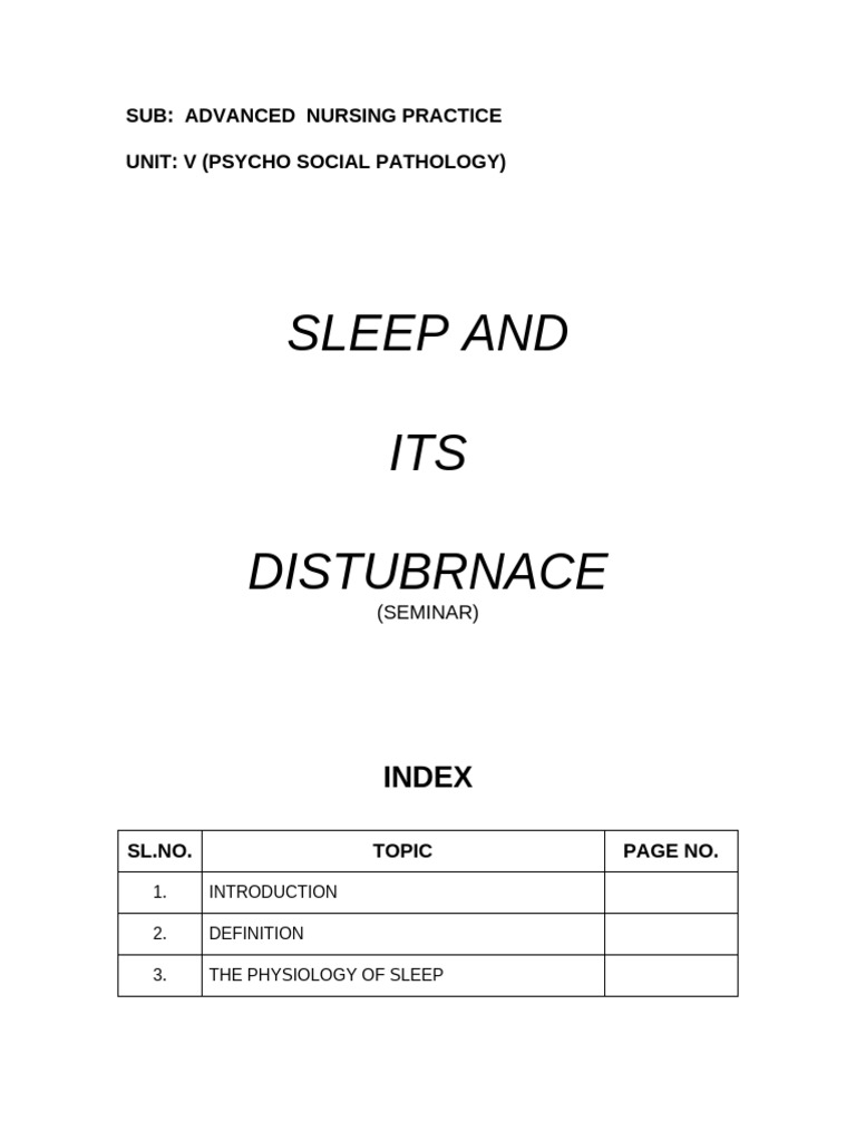Sleep&Disturbance | PDF | Sleep | Insomnia