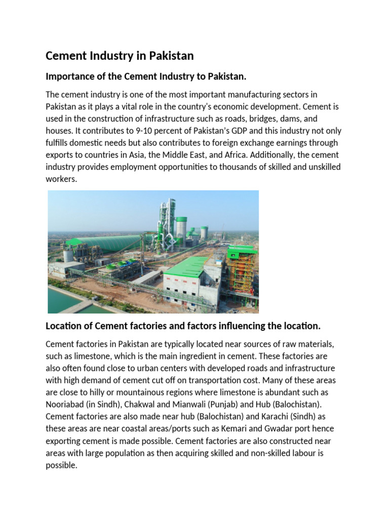 Importance of Cement Industry in Pakistan | PDF | Cement | Pakistan
