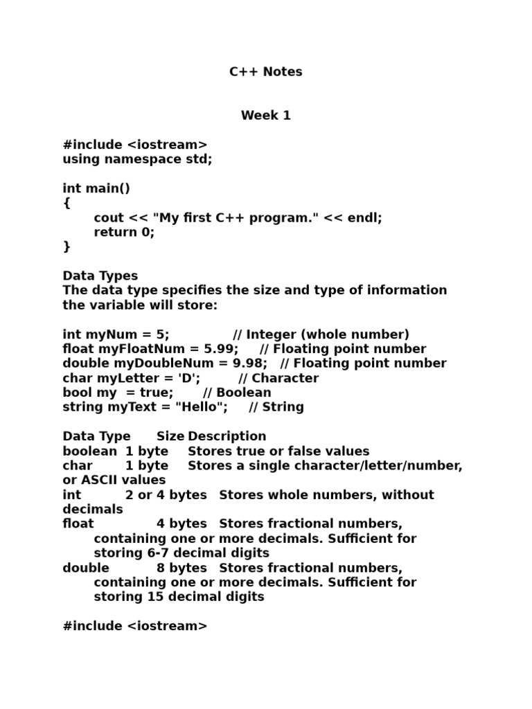 C++ Notes - Dr. Adeel | PDF | Computer Data | Computing