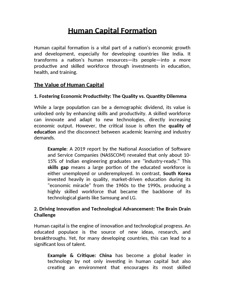 Human Capital Formation and Economic Growth | PDF | Poverty | Poverty ...