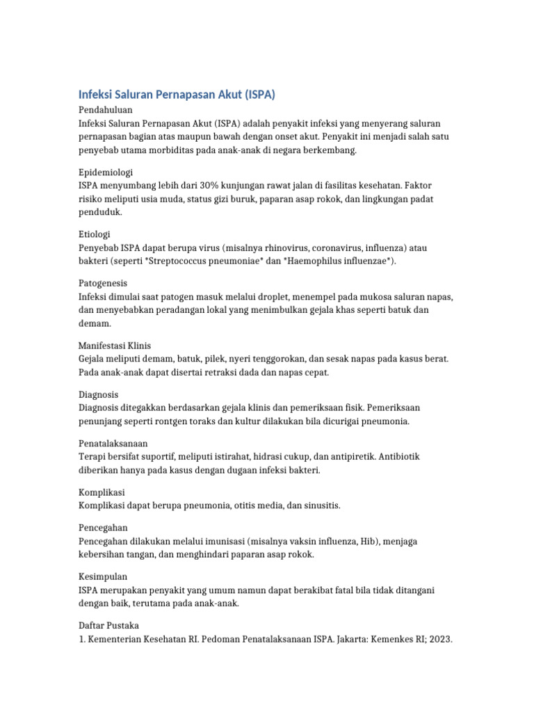 Infeksi Saluran Pernapasan Akut (ISPA) | PDF