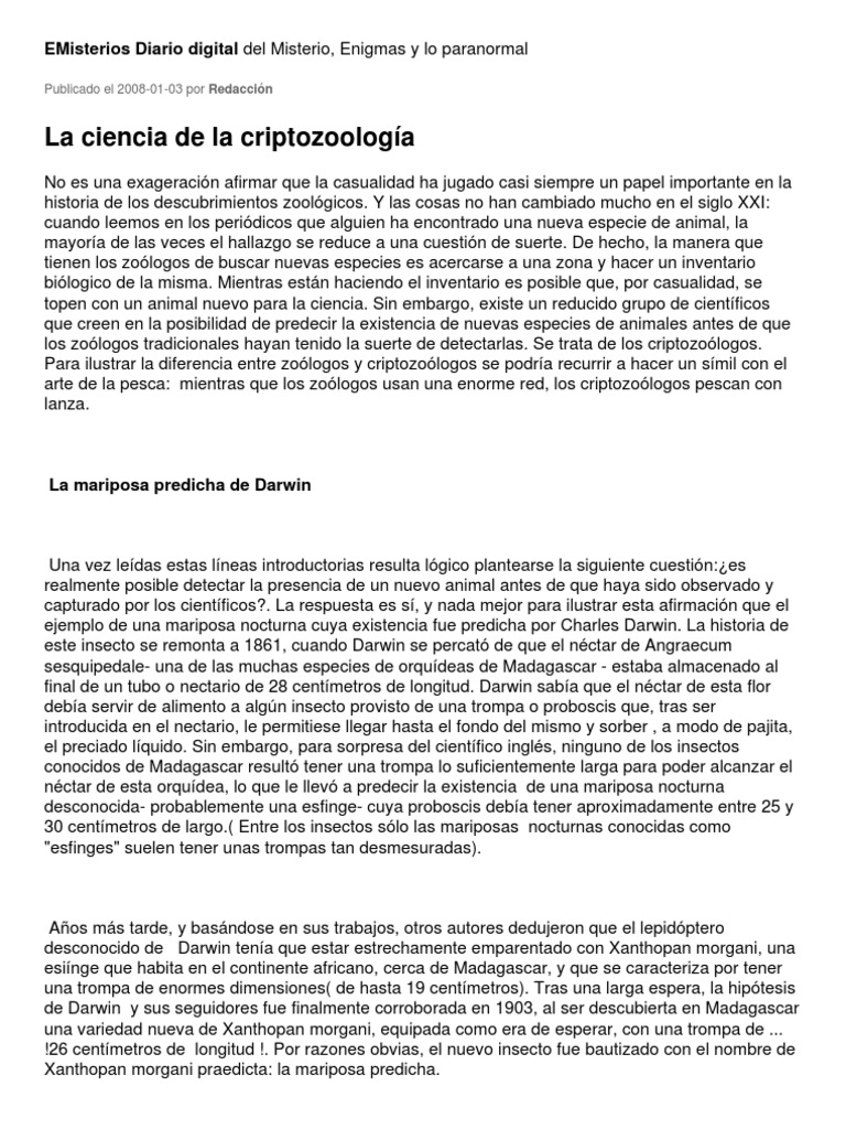 Introducción a la Criptozoología | PDF | Criptozoología | Science