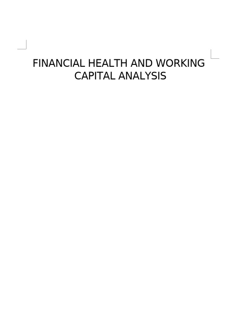 Financial Health and Working Capital Analysis 16 | PDF | Working ...